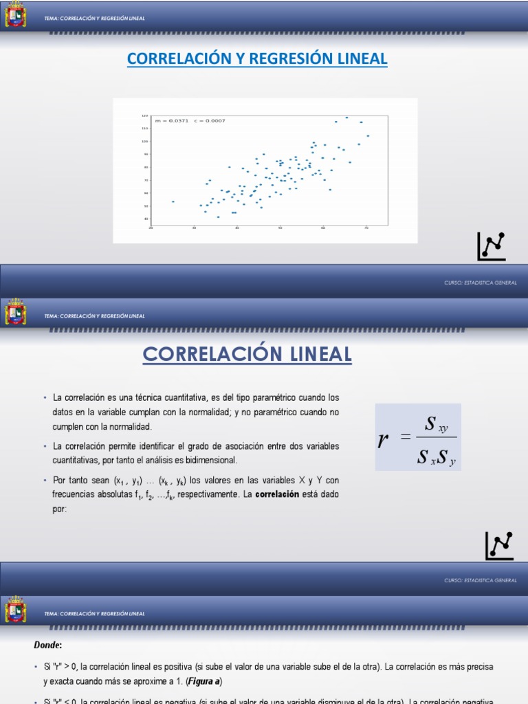 Correlación y Regresión Lineal en Estadística | PDF | Regresión lineal ...