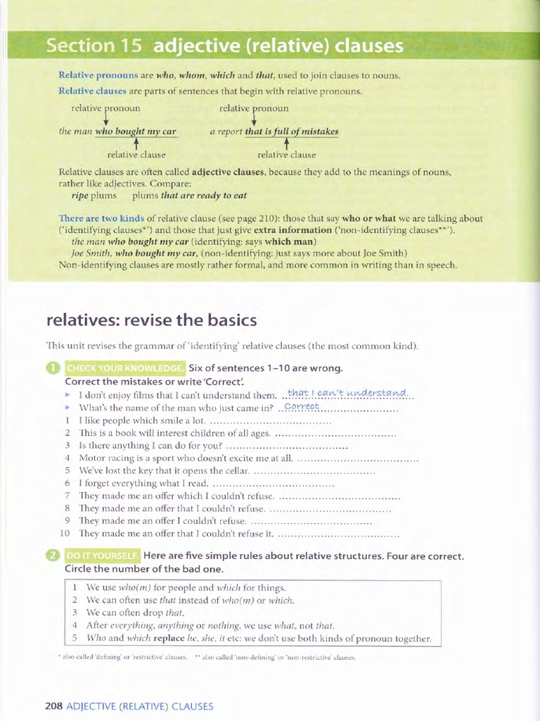 Relative Clauses 1 | PDF | Adjective | Semantic Units