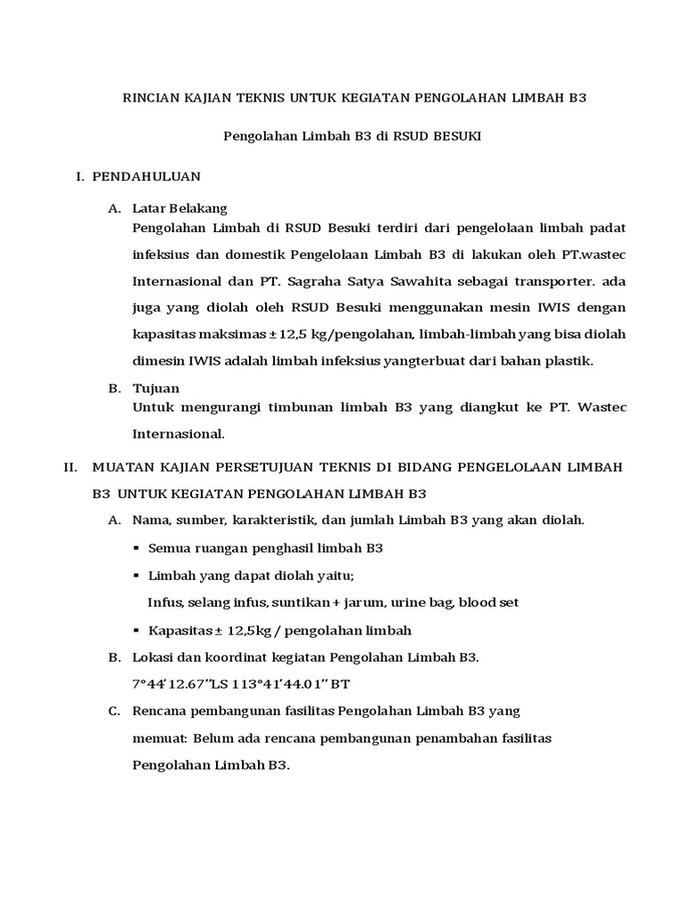 Kajian Tekhnis Pengolahan Limbah B3-Dikonversi | PDF | Griya & Taman | Sains & Matematika