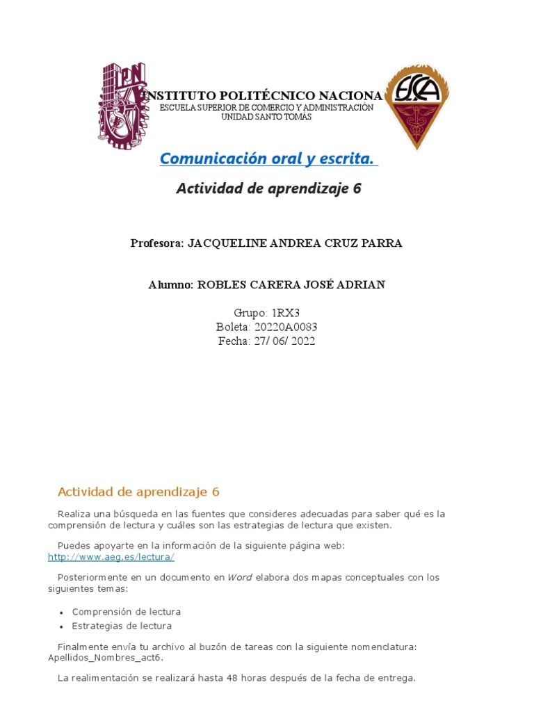 Robles Carera Jose Adrian Actividad de Aprendizaje 6 | PDF ...
