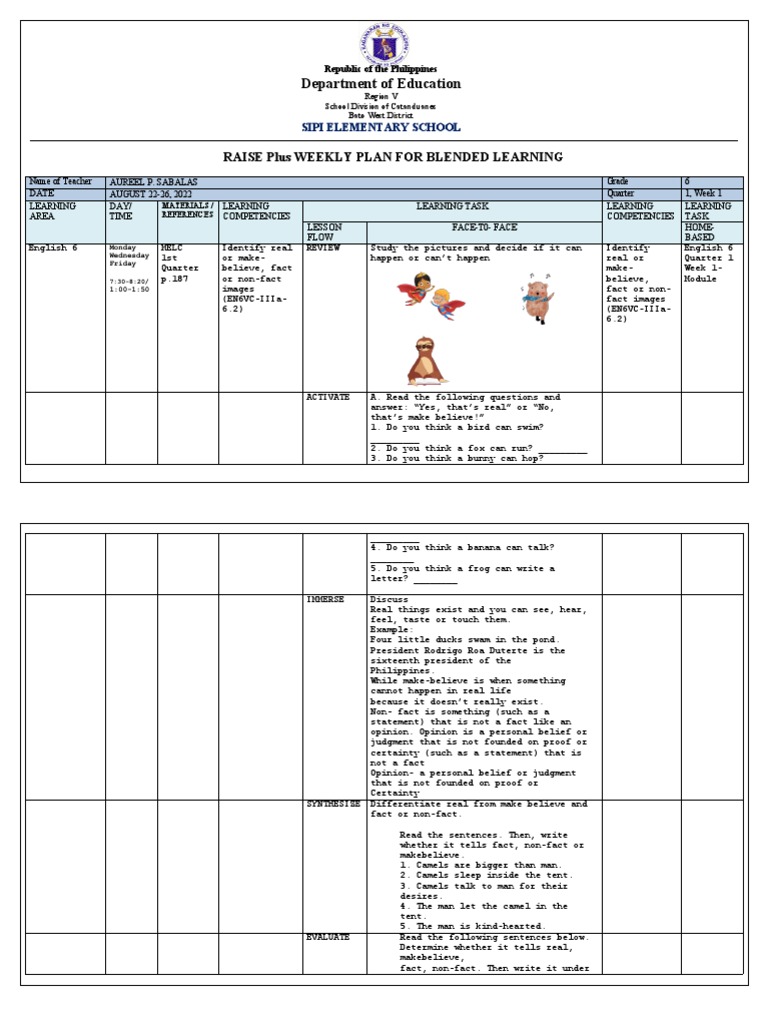 Au Raise-Plus-Wlp-Grade 6-Q1-W1 | PDF | Prototype