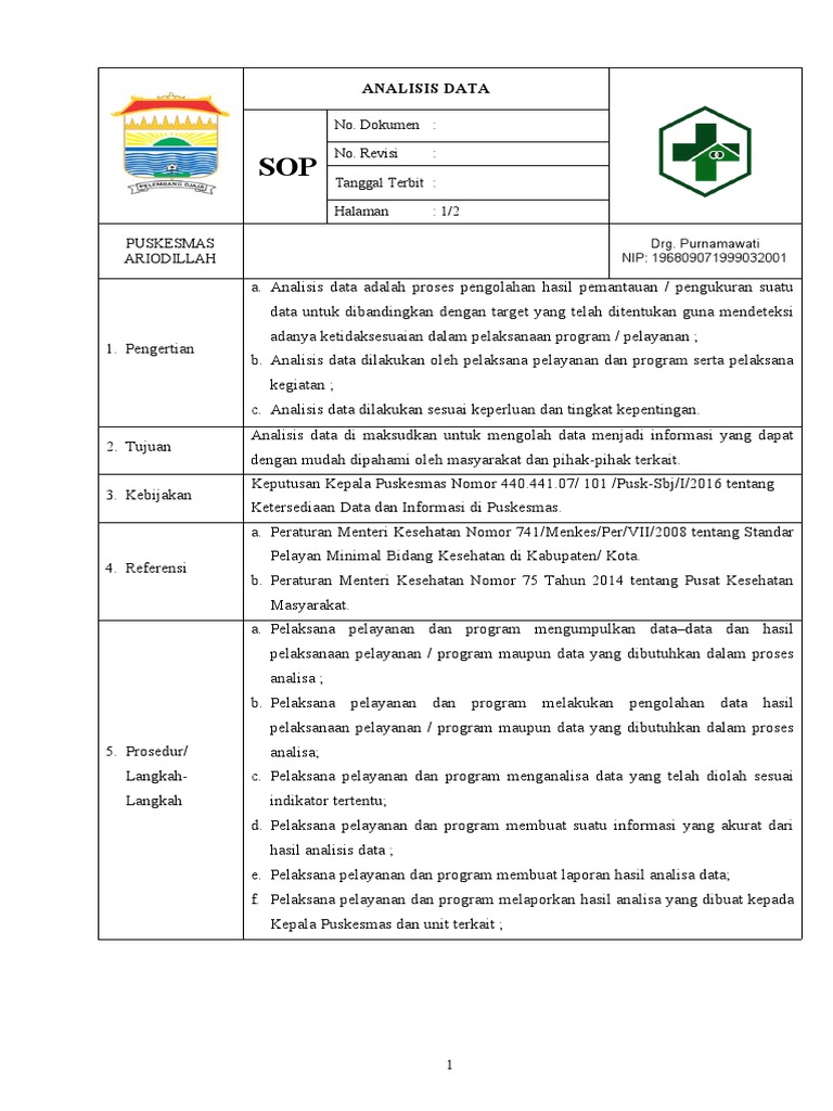 Sop Analisa Data | PDF