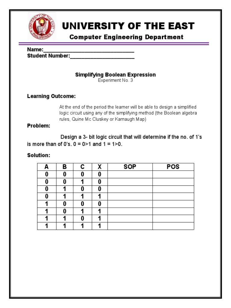 Exp3 Simplifying Boolean Expression | PDF | Teaching Methods ...