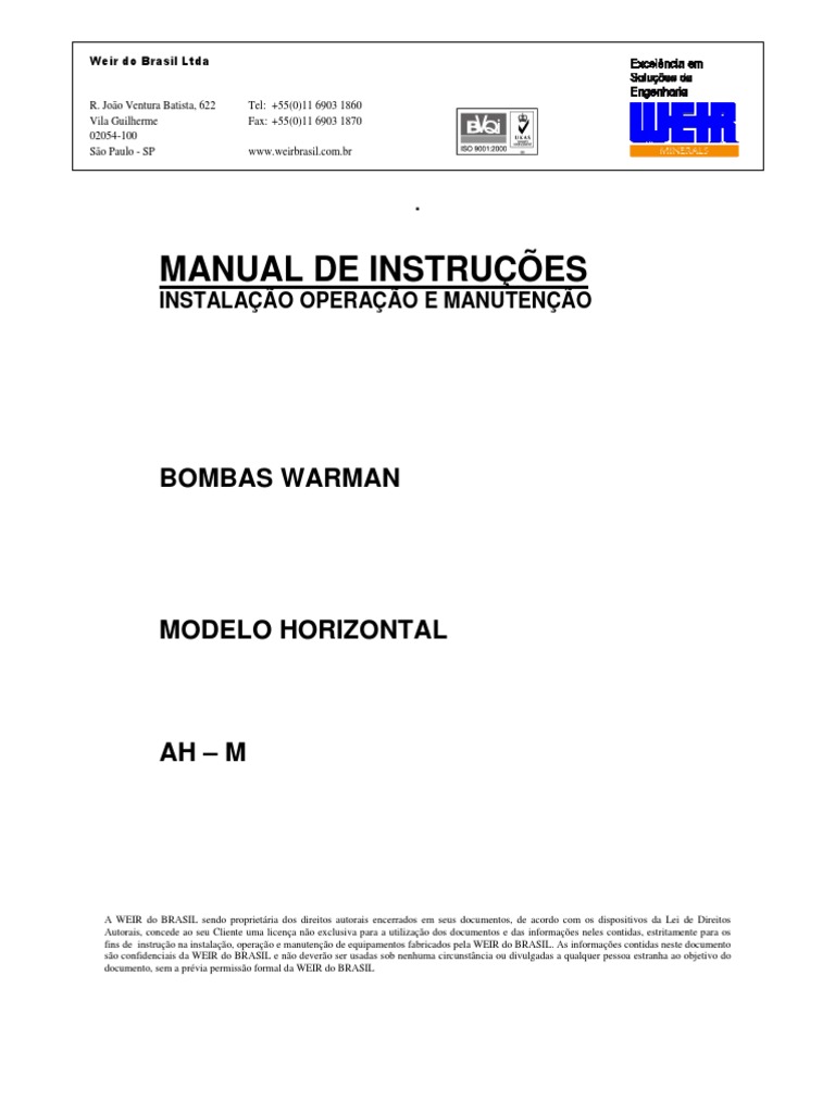 P3 Manual Bomba Warman Ah-M | PDF | Bomba | Vestir-se