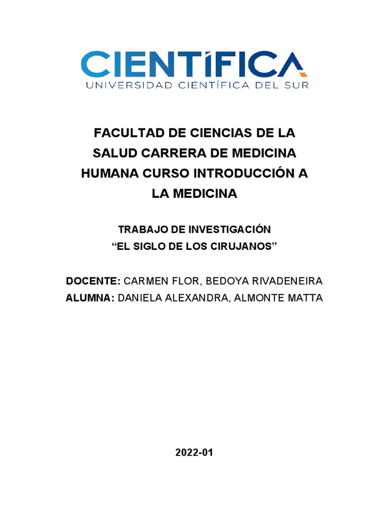 Trabajo de Investigación El Siglo de Los Ciruganos - Daniela Almonte ...