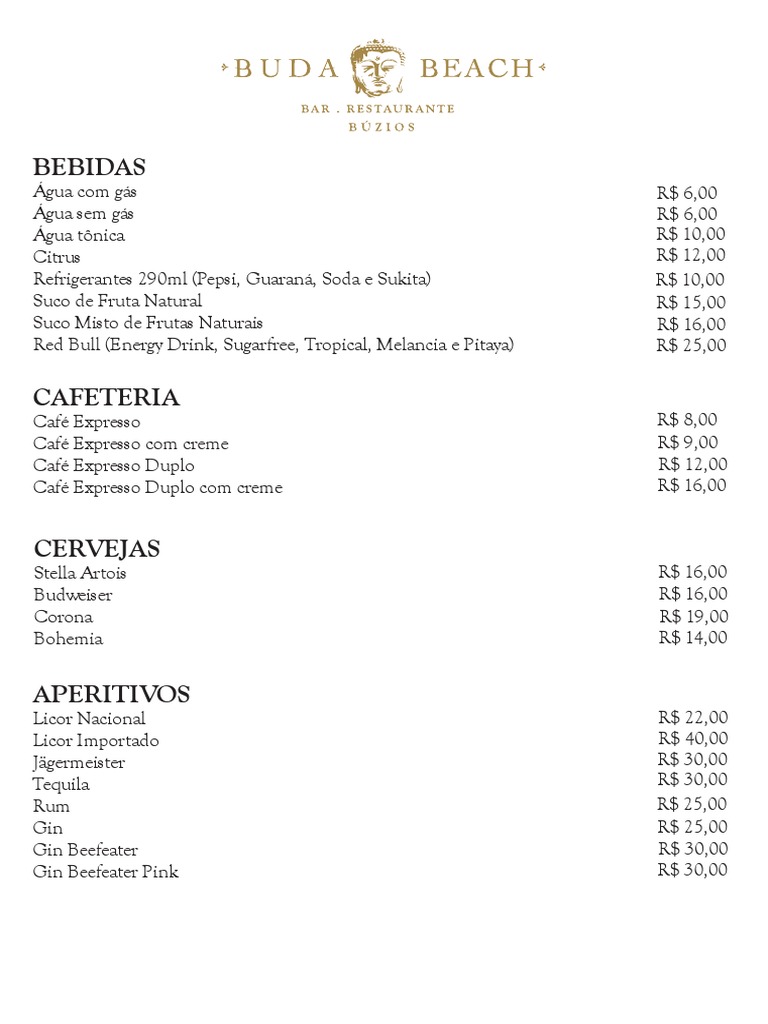 Buda Cardapio Bebidas PT | PDF | Alcoholic Drinks | Drink