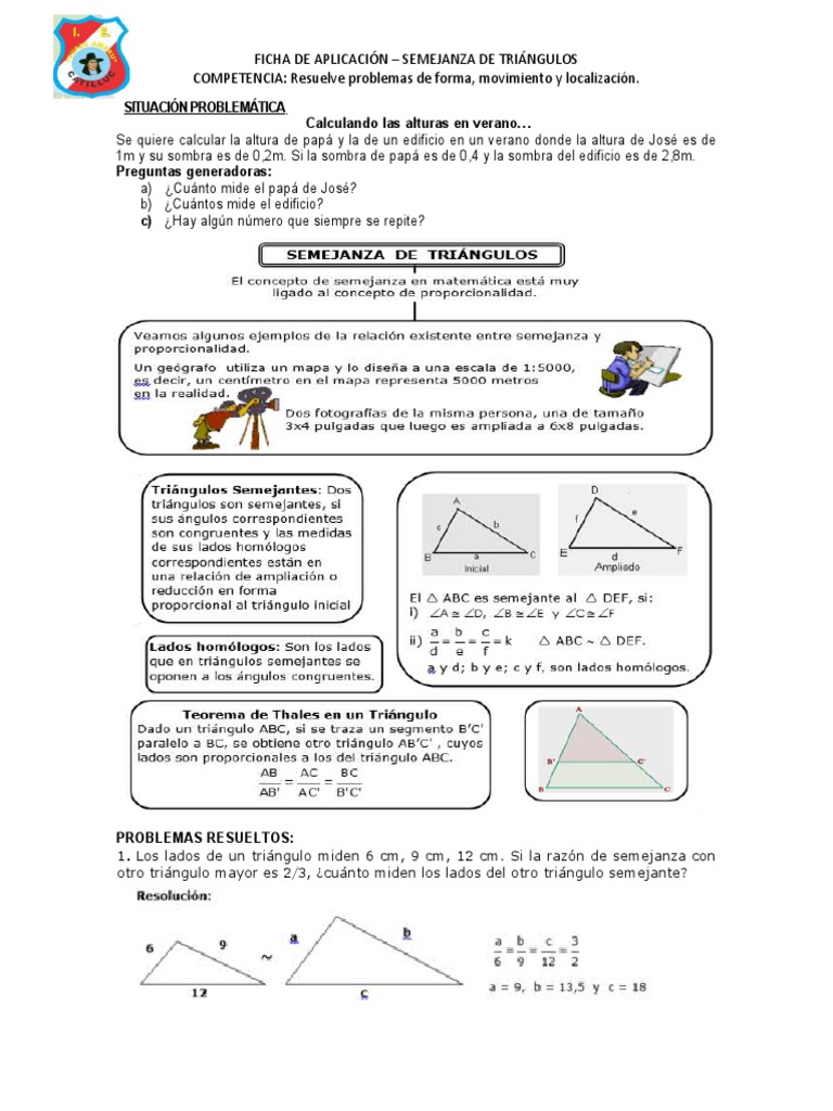 Semejanza de Triángulos | PDF | Triángulo | Geometría Elemental