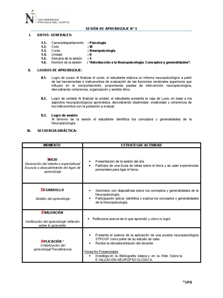 Sesión de Aprendizaje N°5 | PDF | Aprendizaje | Evaluación