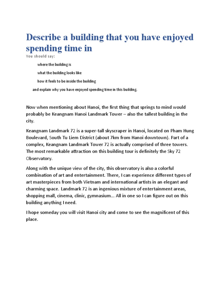 Describe A Building That You Have Enjoyed Spending Time in | PDF