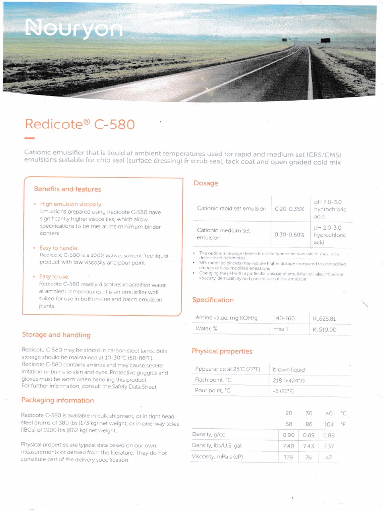 TDS - Redicote C-580 | PDF | Emulsion | Applied And Interdisciplinary ...