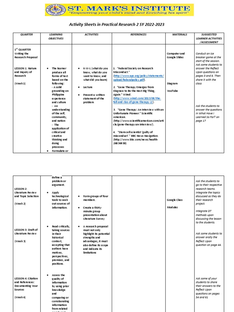 Activity Sheets in Practical Research 2.v2 | PDF | Statistics | Behavior Modification