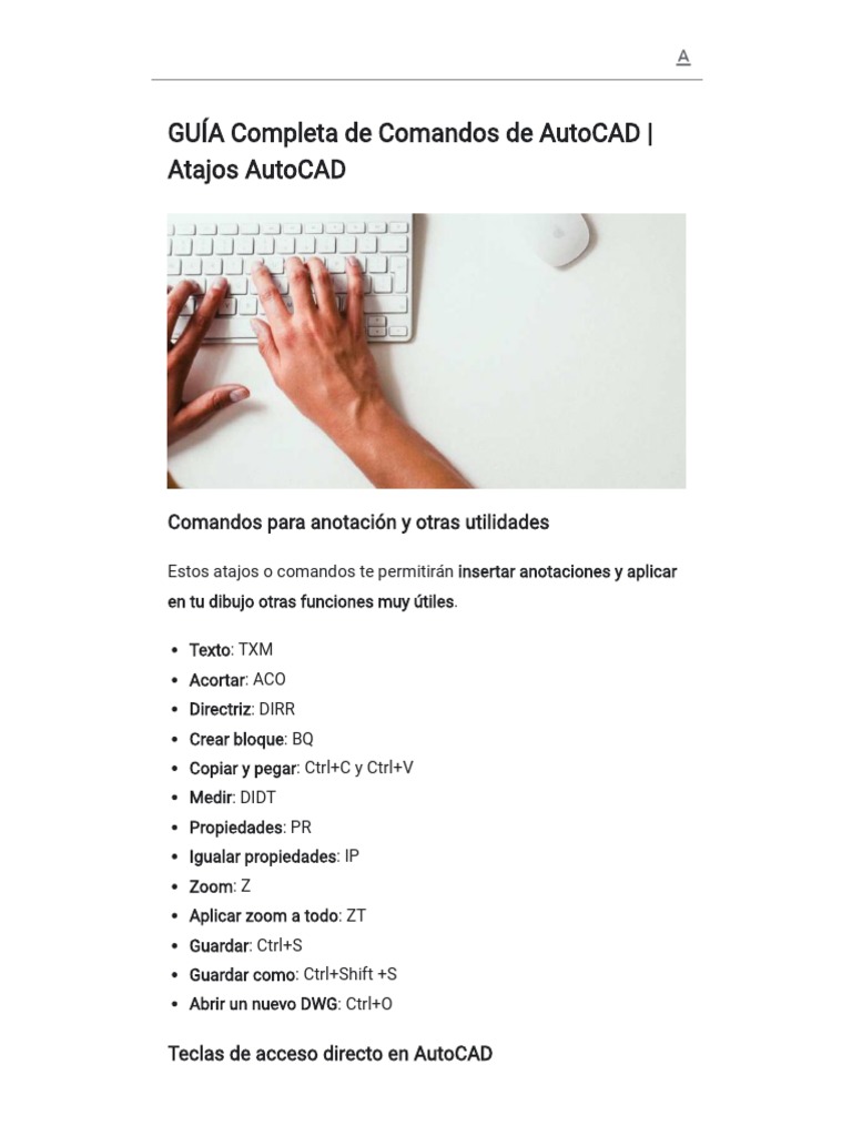 GUÍA Completa de Comandos de AutoCAD - Atajos AutoCAD - Modo de Lectura ...