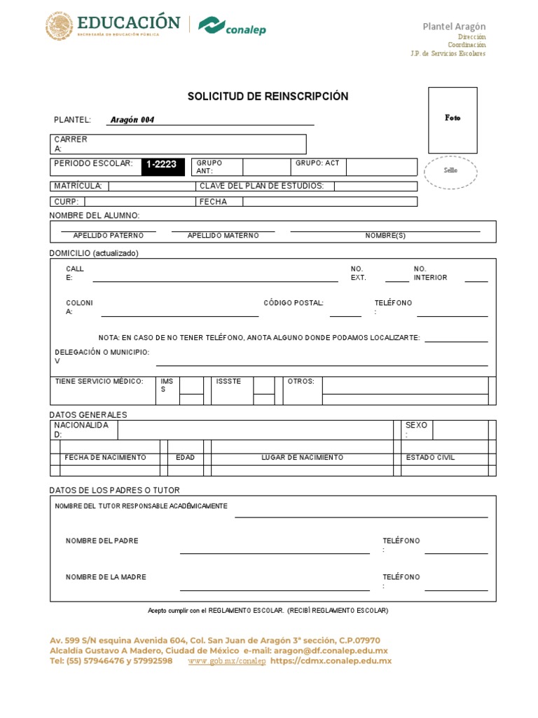 Reinscripción CONALEP | PDF