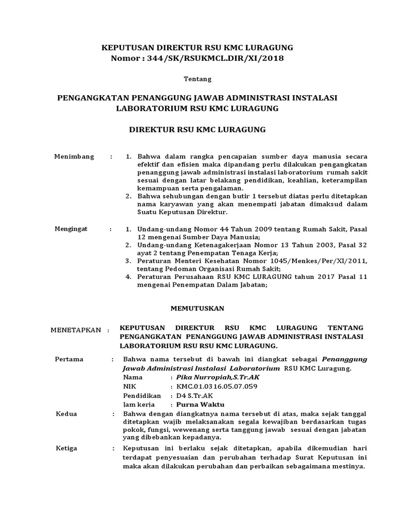 SK Administrasi Lab | PDF