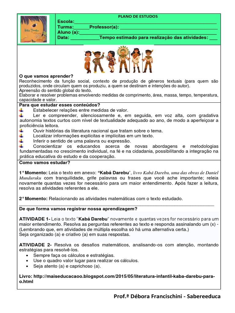 'Gabarito - Interpretação Do Livro Kabá' Com Você | PDF | Publicidade ...