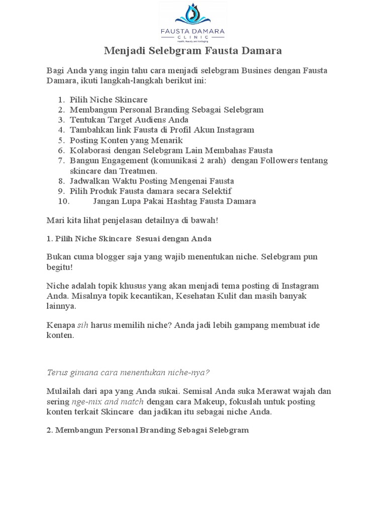 Tahapan Selebgram Fausta Damara | PDF | Pengembangan Diri