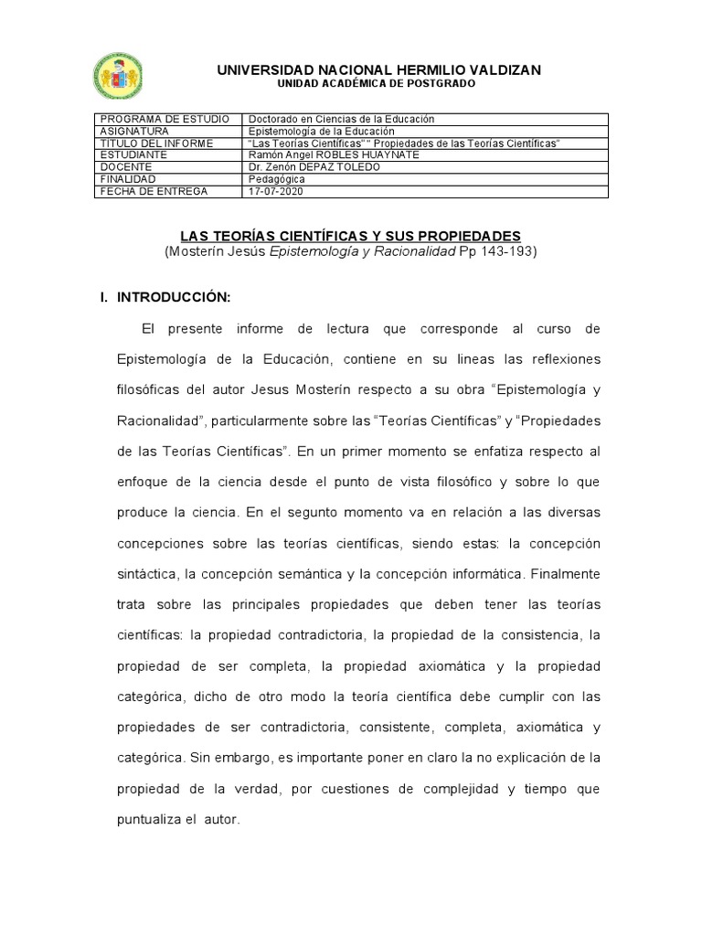 Teorías Científicas y sus Propiedades | PDF | Teoría | Science