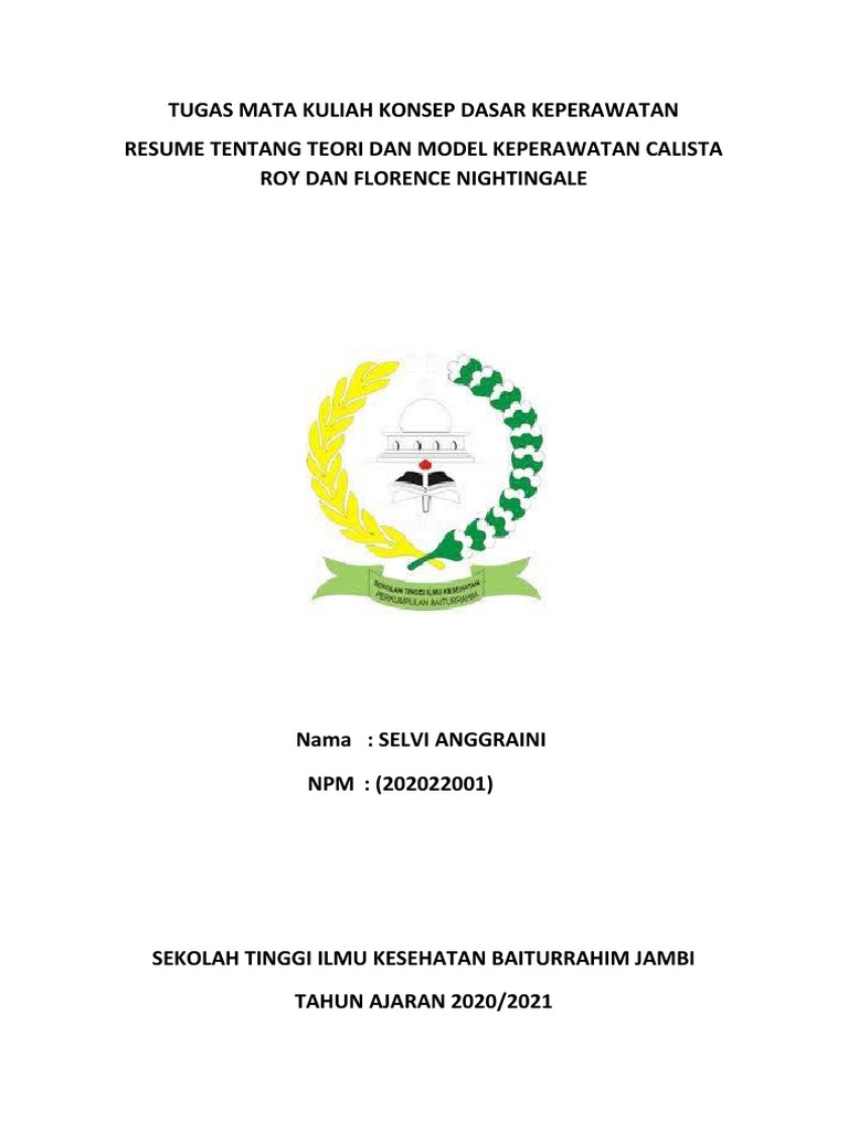Resume Teori Calysta Roy Dan Teori Florence Nightingale | PDF