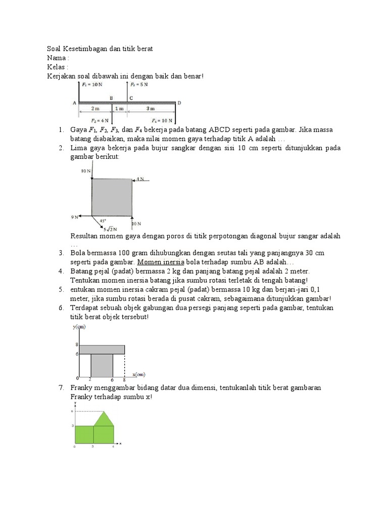 Soal Kesetimbagan Dan Titik Berat | PDF