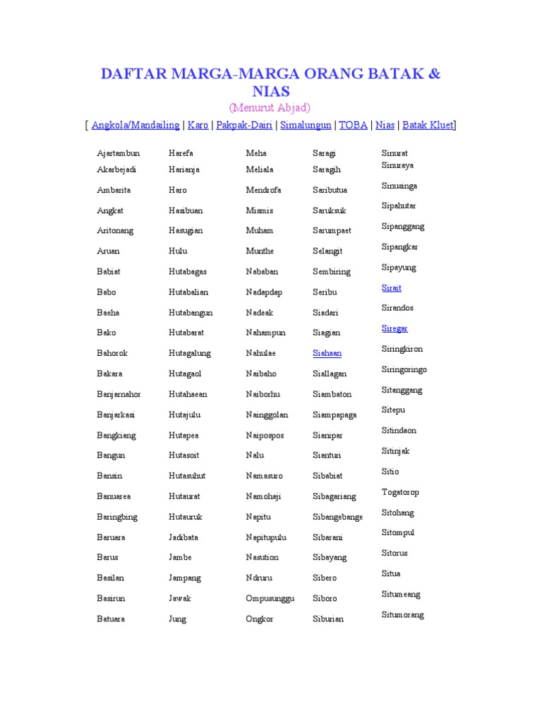 Daftar Marga | PDF | Agama & Spiritualitas
