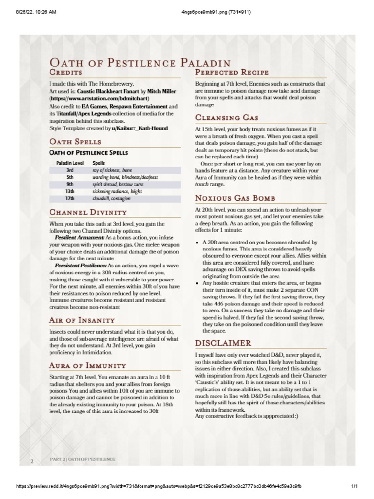 Oath of Pestilence Paladin | PDF | Teaching Methods & Materials ...