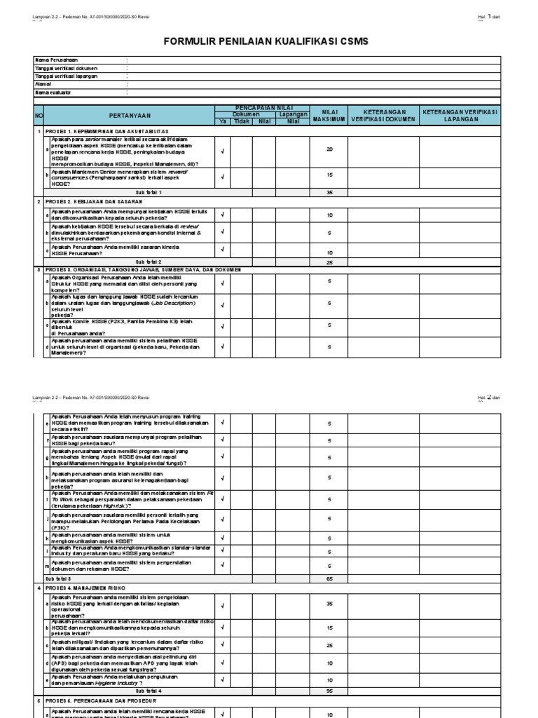 CSMS ASSESSMENT DOCUMENT GUIDELINES | PDF