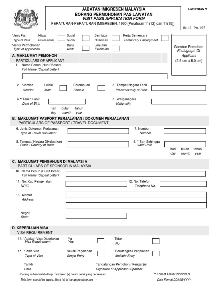 Visa Application IM12 | PDF