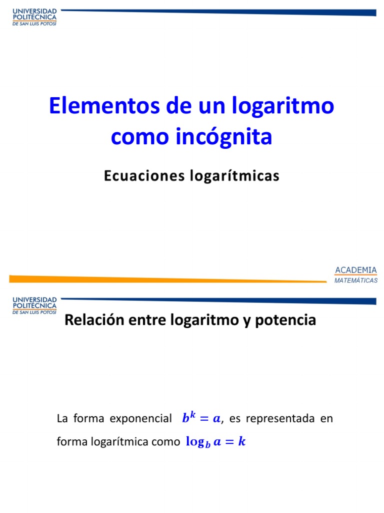 Ecuaciones Logarítmicas | PDF | Logaritmo | Ecuaciones