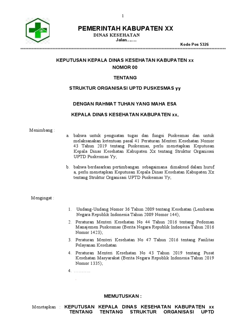 Contoh SK - SOTK - Rev | PDF