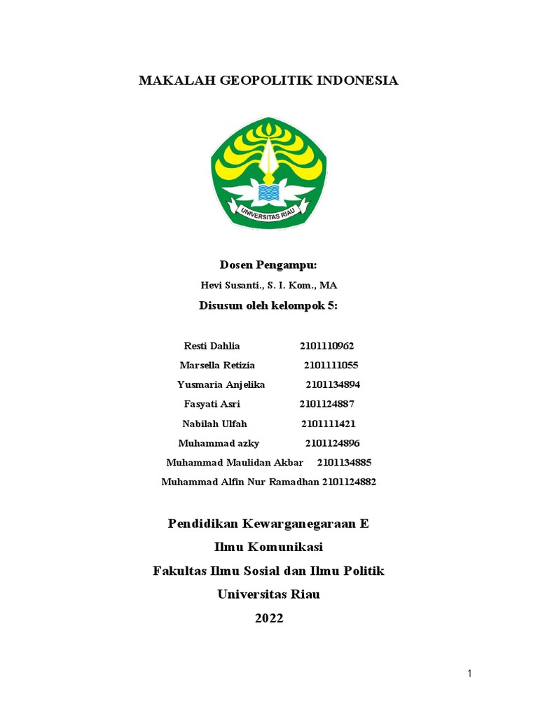 Makalah PKN Kel 5 (Geopolitik Indonesia) | PDF