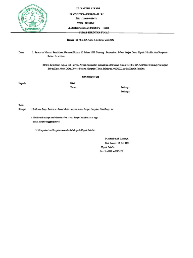 SPT TUGAS TAMBAHAN Fix. | PDF