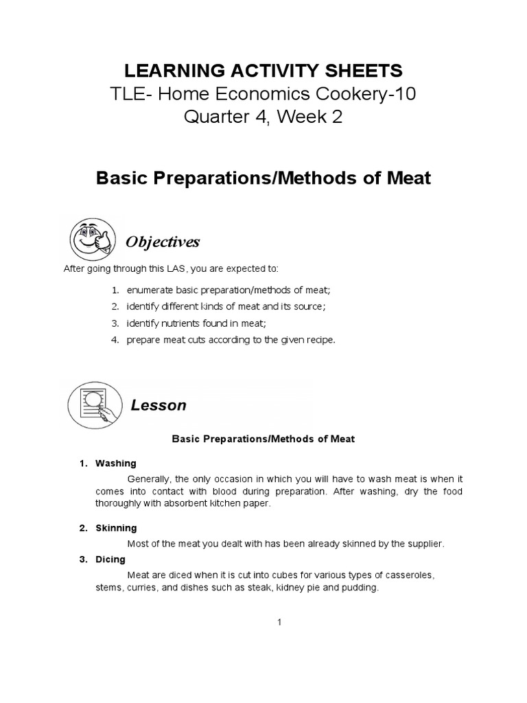 TLE LAS Cookery 10 Quarter 4 Week 2 | PDF | Beef | Cooking