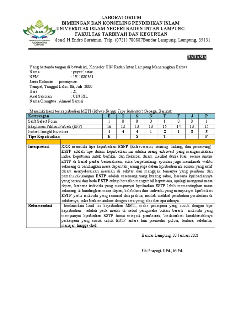 Profil Kepribadian MBTI ESFP | PDF