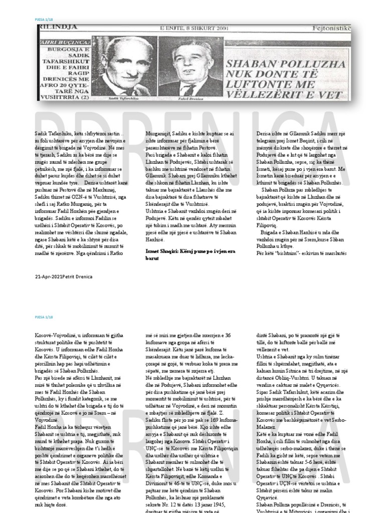 RILINDJA Pjesa 1 | PDF