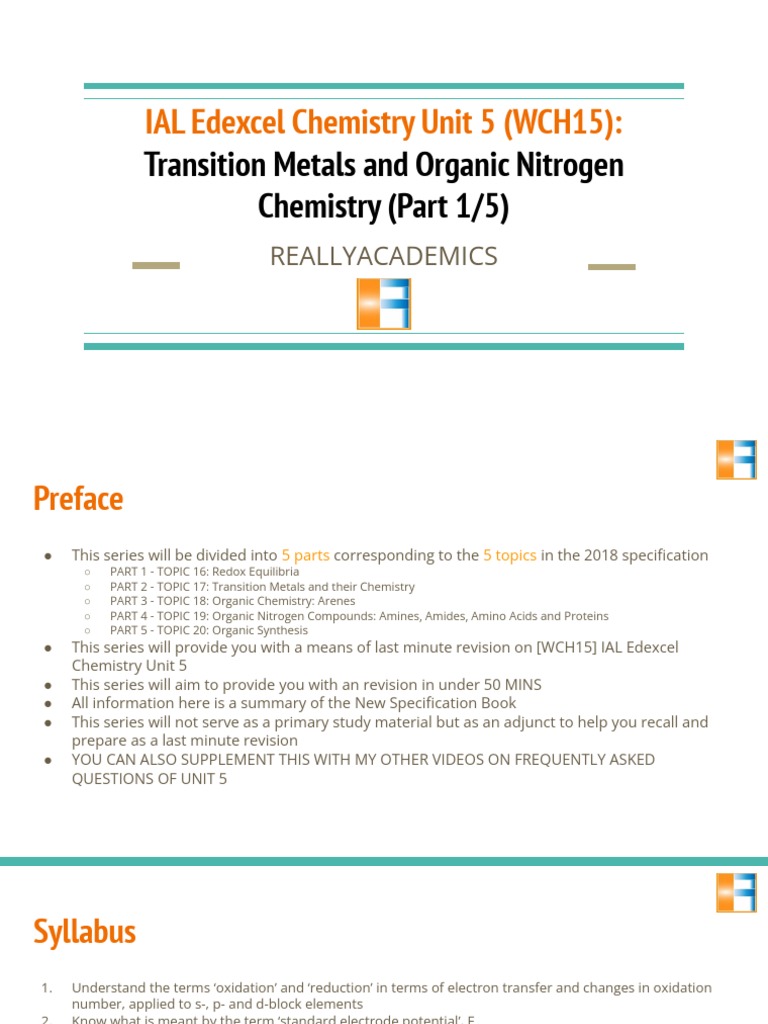 Chemistry Unit 5 Part 1 | PDF | Redox | Electrochemistry