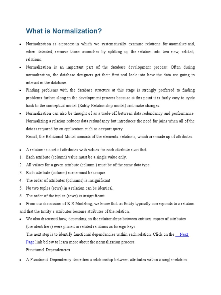 What Is Normalization | PDF | Relational Database | Computing