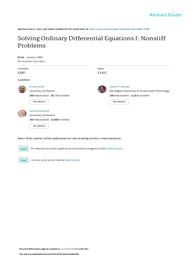Solving Ordinary Differential Equations I Nonstiff | PDF | Numerical ... Solving Ordinary Differential Equations I Nonstiff | PDF | Numerical ...