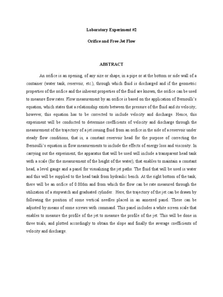 ChE Lab 1 Experiment 2 | PDF | Flow Measurement | Fluid Dynamics ChE Lab 1 Experiment 2 | PDF | Flow Measurement | Fluid Dynamics