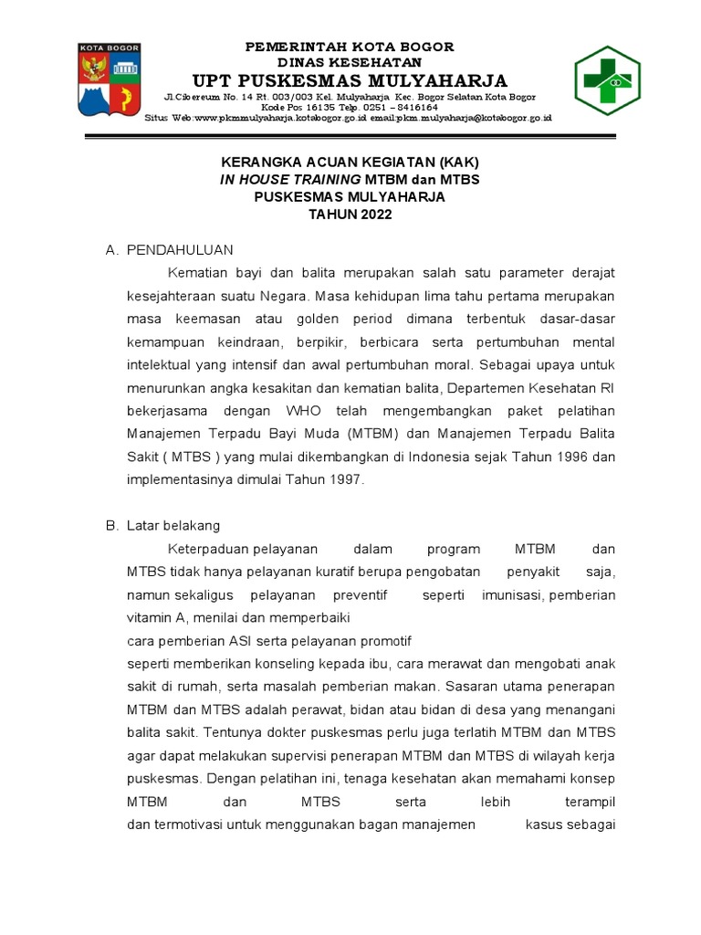 Kak in House Training MTBS | PDF