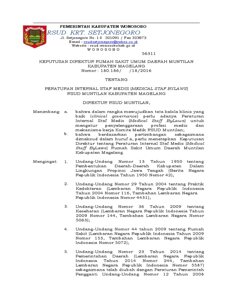 SK-Dir-Medical-Staf-by-Laws R%S Muntilan | PDF