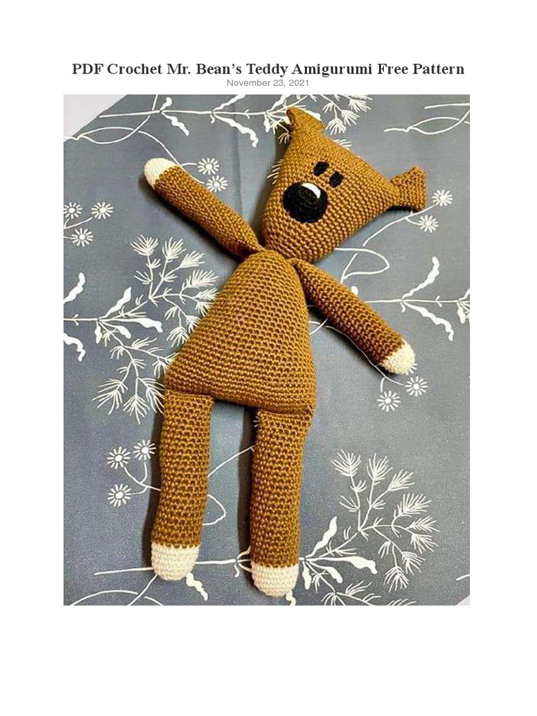 PDF Crochet Mr. Beans Teddy Amigurumi Free Pattern | PDF | Crochet ...