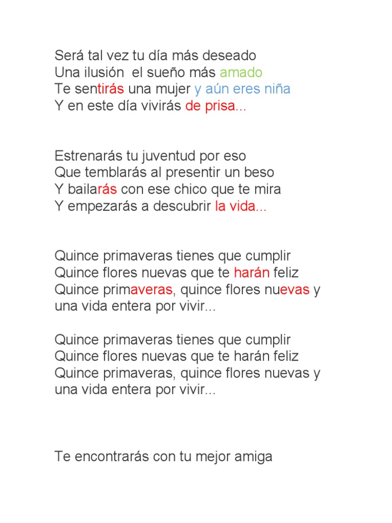 Poema para Quinceañera: Quince Primaveras | PDF