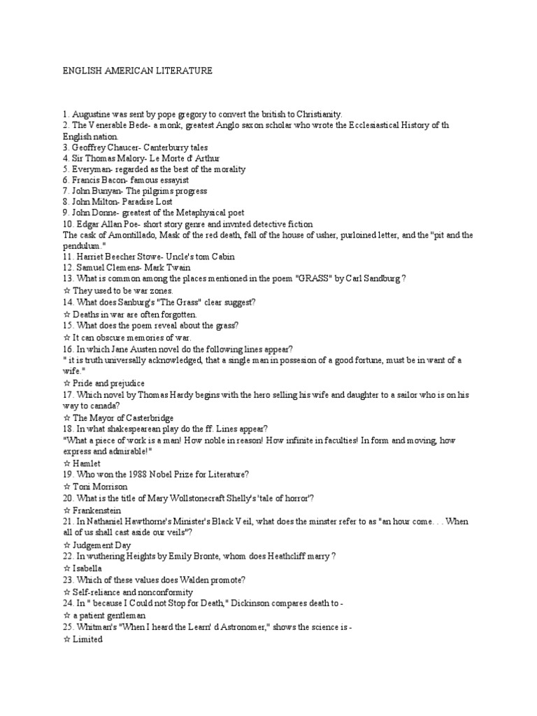 English American Literature | PDF