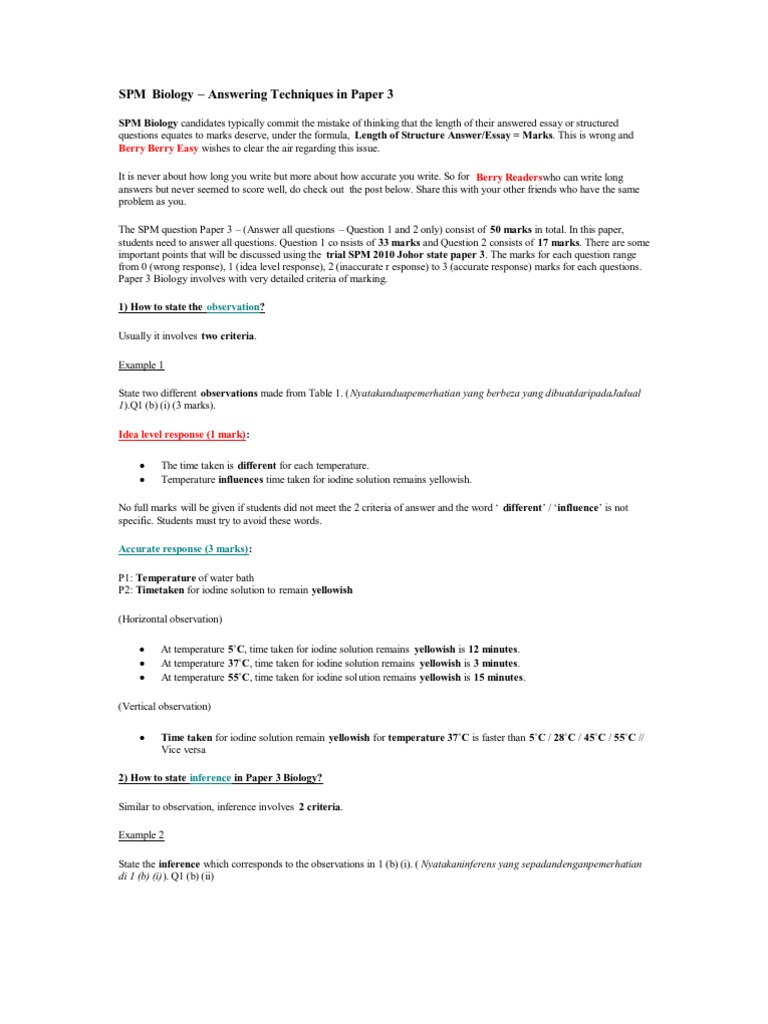 SPM Biology | Enzyme | Experiment