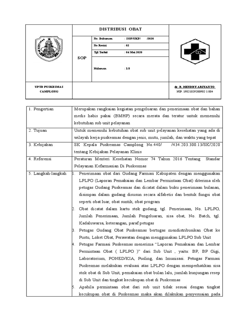 Sop Distribusi Obat | PDF