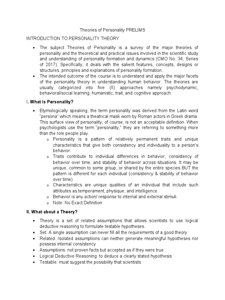Understanding Personality Theories | PDF | Hypothesis | Theory