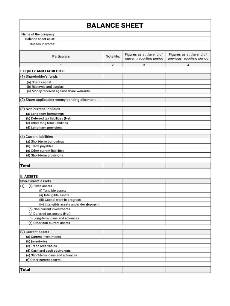 Balance Sheet Format 01 | PDF