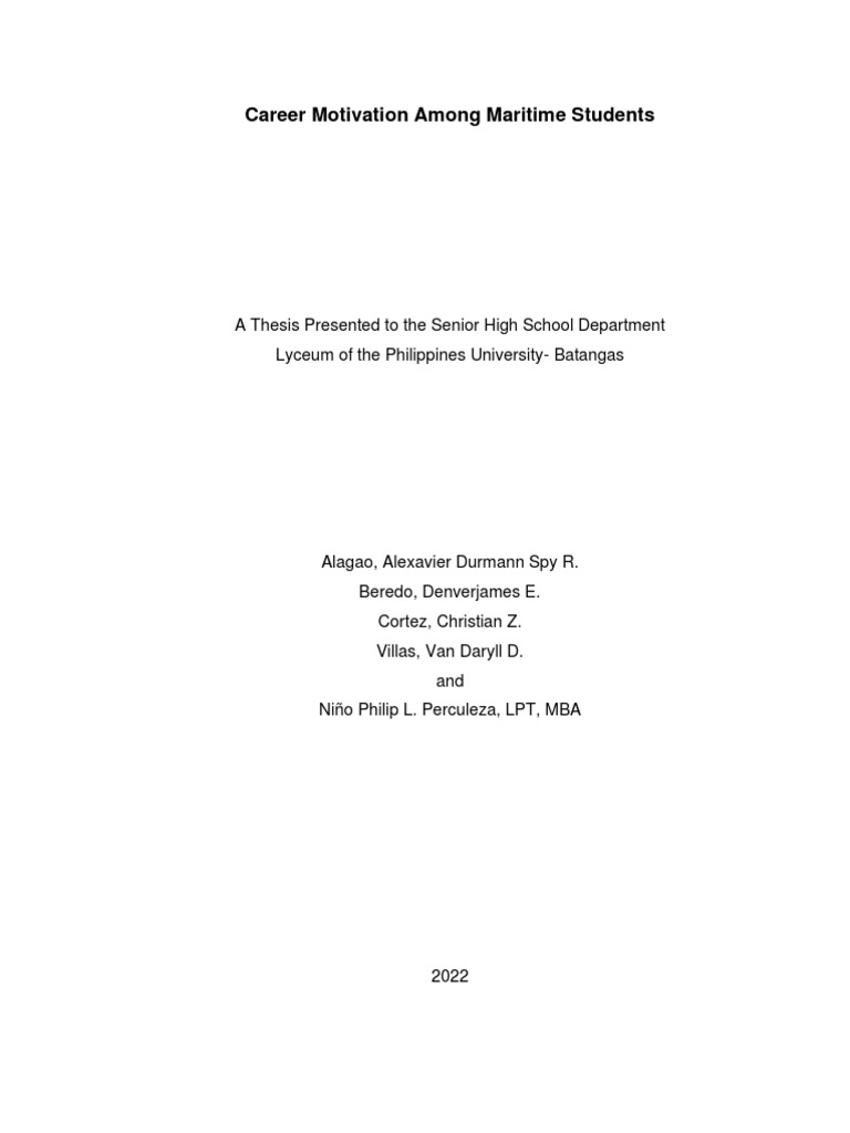 Career Motivation Among Maritime Students Research Paper | PDF ...