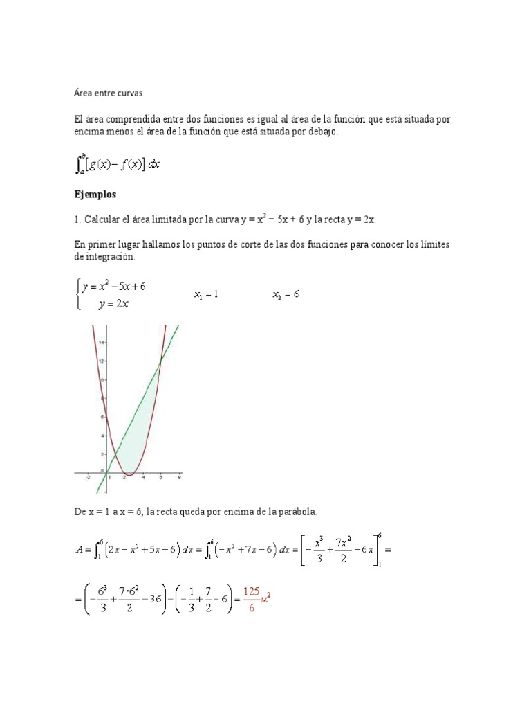 Cálculo de áreas entre curvas | PDF | Curva | Integral