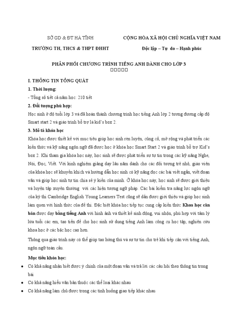 Chương Trình Chính Khóa L P 3 Pdf